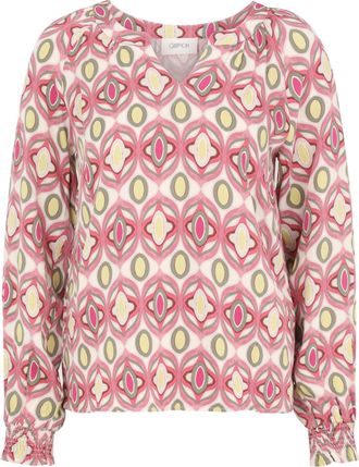 Cartoon Damen Schlupfbluse mit Muster 46, Yellow/Ros&eacute;