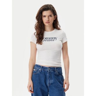 Tommy Jeans T-Shirt Essential DW0DW19447 &Eacute;cru Slim Fit