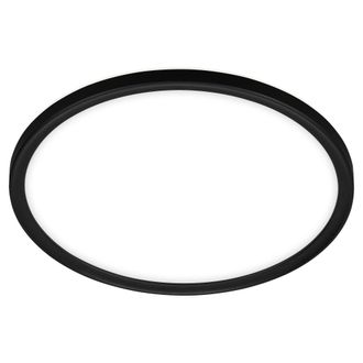 Briloner Leuchten - LED Bad Deckenleuchte mit Backlight, IP44 LED Badezimmerlampe, ultraflach, neutralwei&szlig;es Licht, Schwarz, 290x35 mm (DxH)