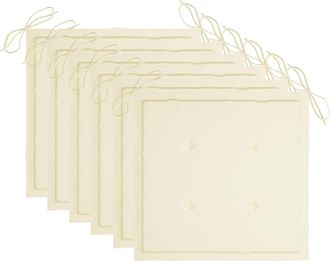 tidyard 6X Sitzkissen Gartenstuhl Stuhlkissen Sitzauflage Stuhlauflage Stuhl Polster Auflage Kissen Sitzpolster Creme 50x50x4cm Stoff