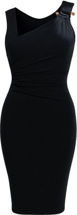 Goddiva Midikleid Scuba Crepe Asymmetric Neck Midi Dress Knielanges Kleids