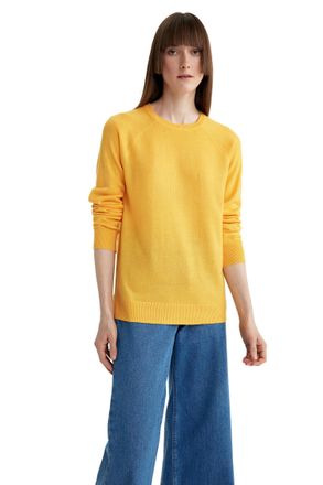 DeFacto Pullover Damen Langarm Blusen & Tuniken - Pullover Damen Winter Sweater Regular Fit Crew Neck