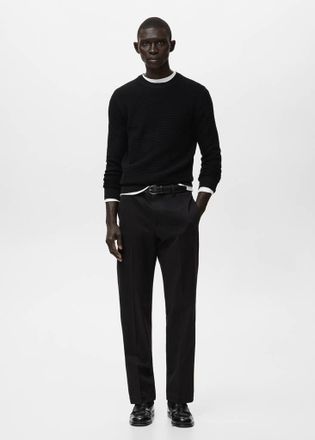 Mango Pull en maille 100 % coton noir - Homme - S - MANGO MAN