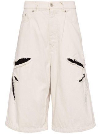 Kusikohc short en jean Origami à découpes - Gris