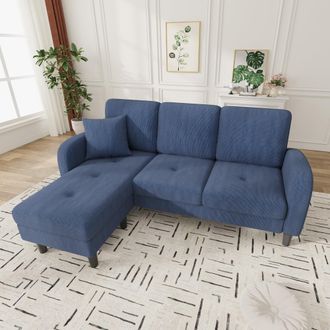 Merax L-f&ouml;rmiges Ecksofa 166x118x77 cm, 3-Sitzer Sofa mit Chaiselongue, Modulares Wohnzimmer-Sofa aus atmungsaktivem Cordstoff, Komfortables Apartment- und 