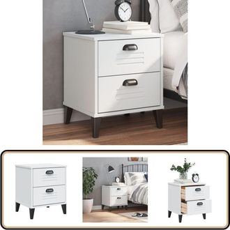 vidaXL Nachttisch viken Weiß Holzwerkstoff - Nachttisch - Holzwerkstoff Tisch - Weißer Nachttisch - Industrielles Möbelstück - Wohnraum Dekoration