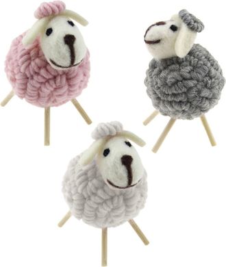 Aboofan 3 St&uuml;ck Selbstgemacht Bastelzubeh&ouml;r Schafform Aus Filzwolle Mit Holz Langlebig F&uuml;r Schmuck Kunsthandwerk Taschen Kleidung Handgemachte Nadelfilz Deko