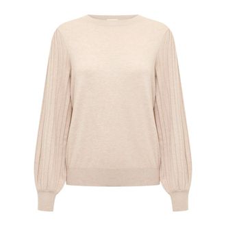 Kaffe Pull Tricot Classique Sable Melange - Femme - Pulls - Beige - Taille: 38 FR