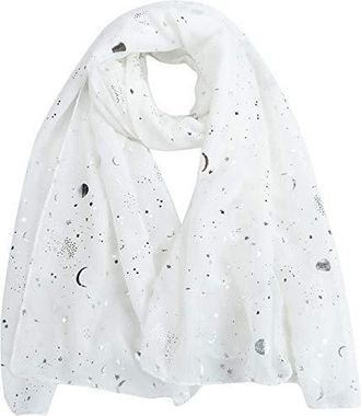 World of Shawls Écharpe longue pour femme Paillettes Stardust Unie/perlées/brodée/dentelle, Lumière de lune blanche, 39 x 72 Inches
