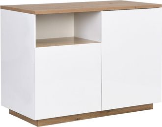 Vente-Unique Kücheninsel mit 2 Türen & 1 Ablagefach aus MDF - Holzfarben & Weiß - CORELINA