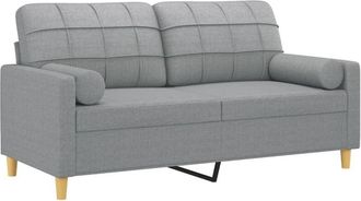vidaXL 2-Sitzer-Sofa mit Zierkissen Hellgrau 140 cm Stoff - Vidaxl