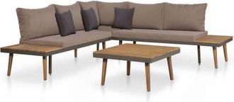 vidaXL Vidaxl - Salon de jardin 4pcs et coussins Bois dacacia solide Marron