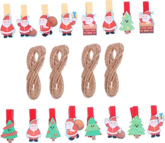 Valiclud 40stücke Teiliges Weihnachts-holzklammer Aufhängeseil Kleine Leichte Fotoklammern Für Fotos Karten Basteln Und Festliche Dekoration Für Weihnachtsbaum