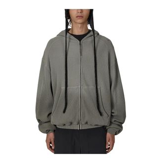 Roa Roa, Homme, Sweatshirts et sweats &agrave; capuche, Gris, Taille: XL Bee Sun Faded Waffle Zip Up Sweat &agrave; capuche