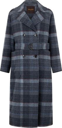 Moorer Malaika Checked Coat - Femme - Manteaux - Bleu - Taille: 36 FR