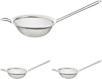 Fackelmann Fackelmann Sieb Ø 10 cm, Küchensieb aus Edelstahl, feinmaschiger Seiher mit Flachrand (Farbe: Silber), Menge: 1 Stück (Packung mit 3)