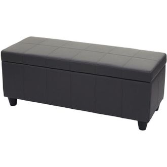 Hhg Banc/banquette/coffre de rangement Kriens, 114x45x45cm, similicuir, gris mat