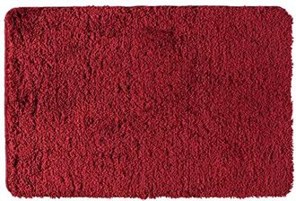 WENKO Badteppich Mélange Chili, 60 x 90 cm - Badematte, sicher, flauschig, fusselfrei, Polyester, 60 x 90 cm, Rot