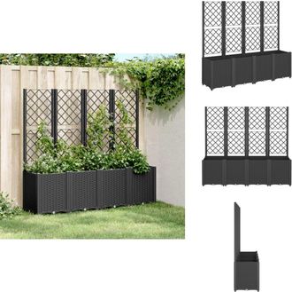 vidaXL Jardini&egrave;re avec treillis noir 160x40x140 cm PP - Jardinierre En Rotin - Jardini&egrave;re Ext&eacute;rieure - Pot De Fleurs Design - Pot De Fleurs Rectangulaire