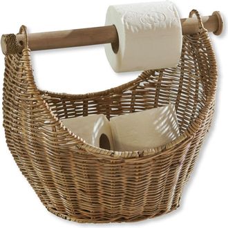 Loberon Toilettenpapierhalter Liope, mit Stauraum im Korb, handgeflochten, Toilettenpapier-Aufbewahrung, Badzubehör, Bad-Accessoire, Rattan, braun