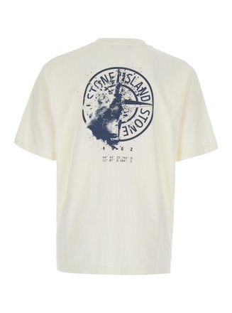 Stone Island Mens T-Shirt Crew-Neck Beige Cotton T-Shirts And Polos