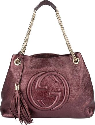 Gucci Crossbody Bags - Gucci Leather GG Soho Metallic Purple Crossbody Ba - Gr. unisize - in Orange - f&uuml;r Damen
