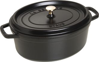 Staub Cocotte, Gusseisen Br&auml;ter, Alle Herdarten inkl Induktion, Oval 41 cm, 12 L, Schwarz