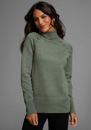 Laura Scott Rollkragenpullover mit Flechtdetail aus softem Viskosestrick