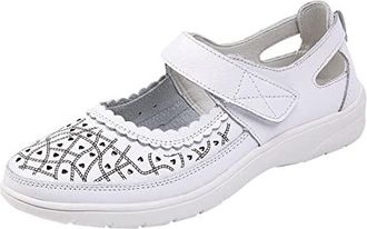 Generic Moyens Bottines Confortables Sandales Femme en Cuir de Vache Casual creusés avec Trou Type de Trou Chaussures Femme Plates Sculptées Via 15 Bottes Mar