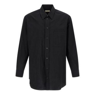 Christophe Lemaire Homme, Chemises, Noir, Taille: L Chemise &agrave; Deux Poches en Cr&ecirc;pe de Coton