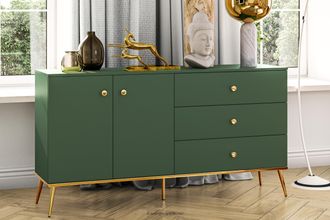 Konsimo Konsimo Kommode ARICIA 160x85x40 cm - Modern Kommode mit Schubladen und Regale - Elegant Sideboard auf hohen Beinen fur Wohnzimmer und Schlafzimmer - 