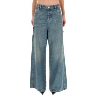 Diesel Low-Rise Wide-Leg Jeans aus Baumwolldenim mit Used-Effekt - - Jeans - Damen - Blau - W26