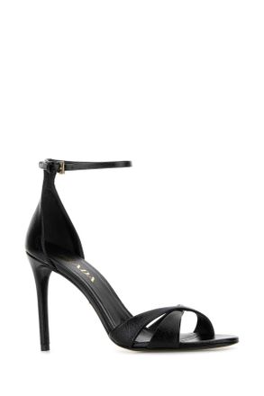 Prada Womens Black Leather Sandals Nero Sandali