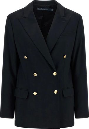 Polo Ralph Lauren Femme, Vestes, Bleu, Taille: 48 FR Blazer Crois&eacute; en Cr&ecirc;pe de Laine