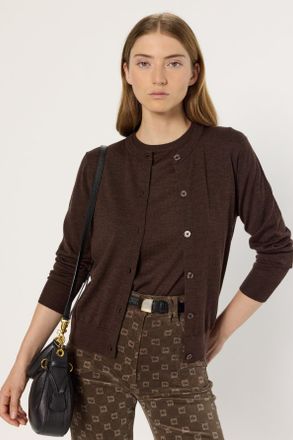 Gerard Darel Gilet en laine m&eacute;rinos fine - ESTELLE - Marron