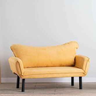 Dmora Schlafsofa 2-Sitzer Aquilonis 140x65 cm Gelb, Stauraum