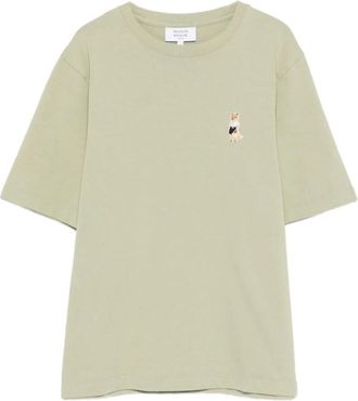 Maison Kitsun&eacute; Femme, Tops, Vert, Taille: 42 FR Dressed Fox Comfort T-Shirt