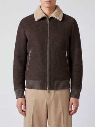 Brunello Cucinelli Bomberjacke aus Velours-Kalbsleder mit Shearling-Details von