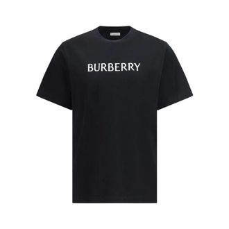 Burberry Homme, Tops, Noir, Taille: L T-shirt &agrave; Col Rond en Coton