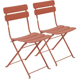 Oviala Lot de deux chaises pliantes en acier terracotta