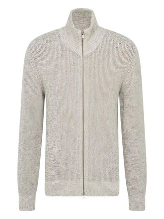Marc O'Polo cardigan nervur&eacute; &agrave; fermeture zipp&eacute;e - Blanc
