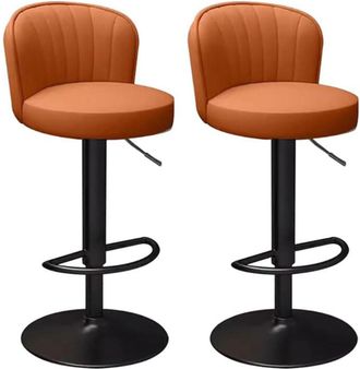 Generic Barhocker-Set (2Er-Set) mit Verstellbarer H&ouml;he, R&uuml;ckenlehne und Fu&szlig;st&uuml;tze - Gepolsterte Sitze, Robustes, Schwarz-Silbernes Metallgestell