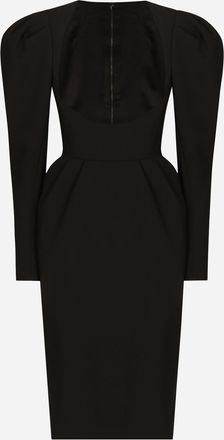Dolce & Gabbana Longuette-kleid Aus Wolle Mit Offenem Ausschnitt - Frau Kleider Schwarz 36