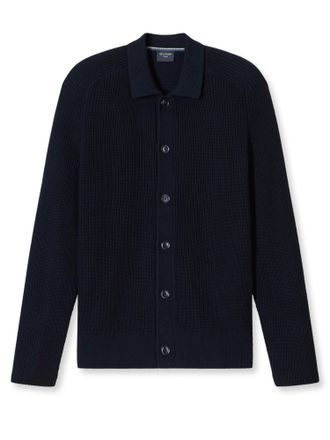 Olymp Strickjacke OLYMP, Herren, Gr. XXL, blau (marine), Strick, Obermaterial: 70% Baumwolle, 30% Schurwolle, regular fit, Strickjacken Strickjacke, Strick,