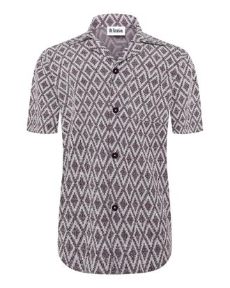On Vacation Strick-Kurzarmhemd mit Ornament-Print in