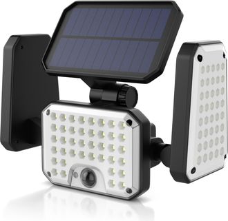 Brandson LED Strahler Wandlicht für Außen mit Bewegungsmelder - Sicherheitsbeleuchtung 120 SMD-LEDs - Wandleuchte mit Solar Aussen - PIR Bewegungssensor - 2400