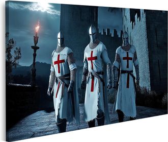 Islandburner Bild auf Leinwand Elite Templer in mondbeleuchtetem Schloss - faszinierende, mystische Atmosph&auml;re! Bilder Wandbilder Poster