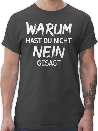 Shirtracer T-Shirt Herren - Schlager Party Outfit - Warum hast du Nicht Nein gesagt - XXL - Dunkelgrau - Shirt Tshirt schlagerparty Shirts m&auml;nner f&uuml;r schlagernac