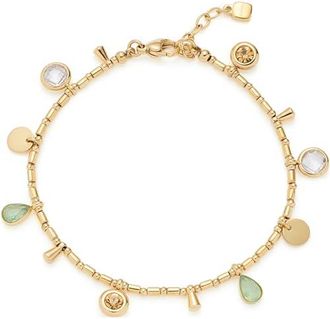 Leonardo Ella 023544 Bracelet en acier inoxydable doré Aspect bracelet à breloques Perles cylindriques avec pendentifs suspendus Longueur 18-20 cm Bijou pour f