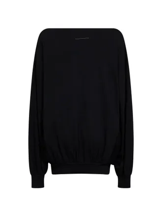 Maison Margiela Womens Top Off-The-Shoulder Jersey Black Cotton Knitwear Sweater